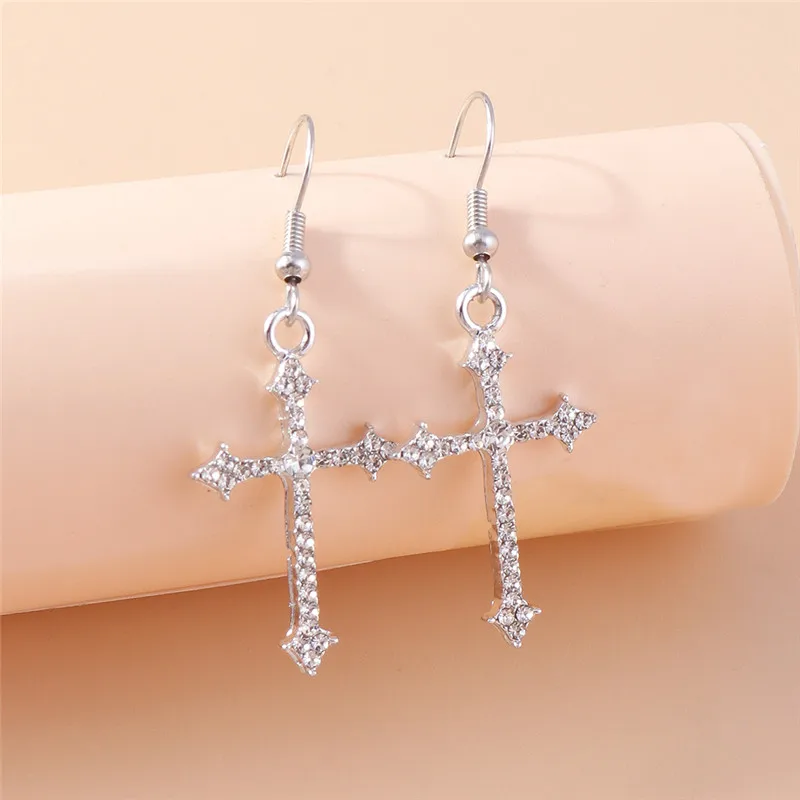 Dazzling-Zircon-Crystal-Cross-Earrings-for-Women-Men-Gothic-Punk-Hip ...