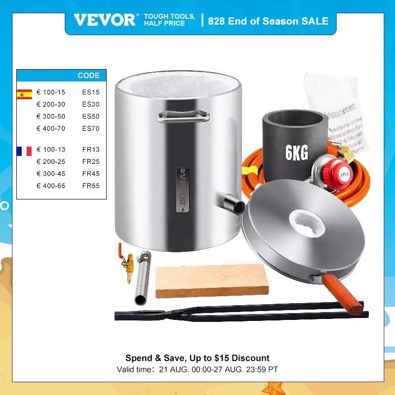 Vevor 6Kg 12Kg Metaal Smeltoven Grote Capaciteit Gieterij Huis Ovens Smederij Smederij W ...