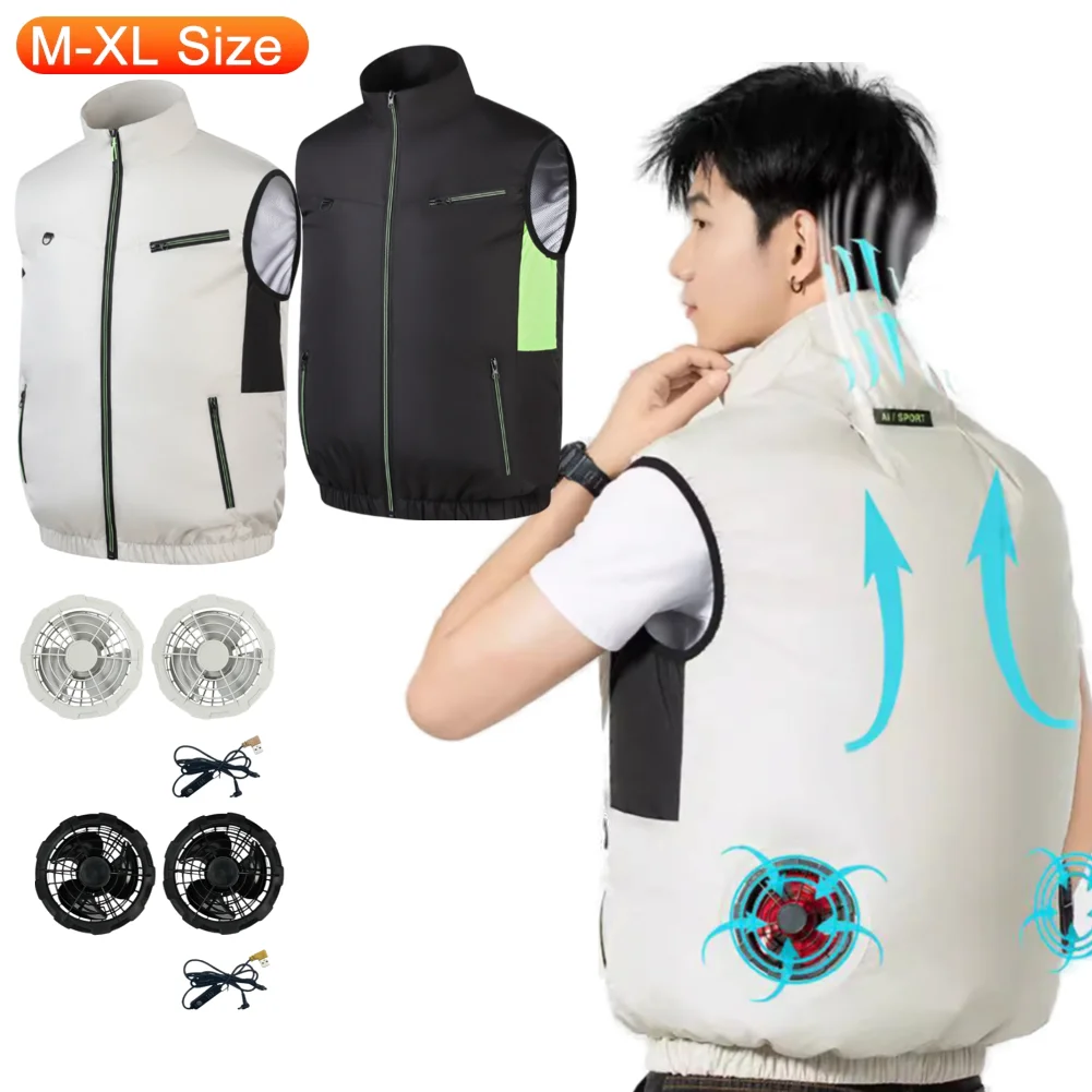 New-Cooling-Vest-Ice-Fan-Vest-Heat-Resistant-Air-Conditioner-Clothes ...