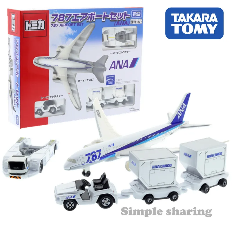 Takara Tomy Tomica 787 공항 세트, ANA DIECAST 미니어처 자동차, 매직 메탈릭 어린이 장난감 모델