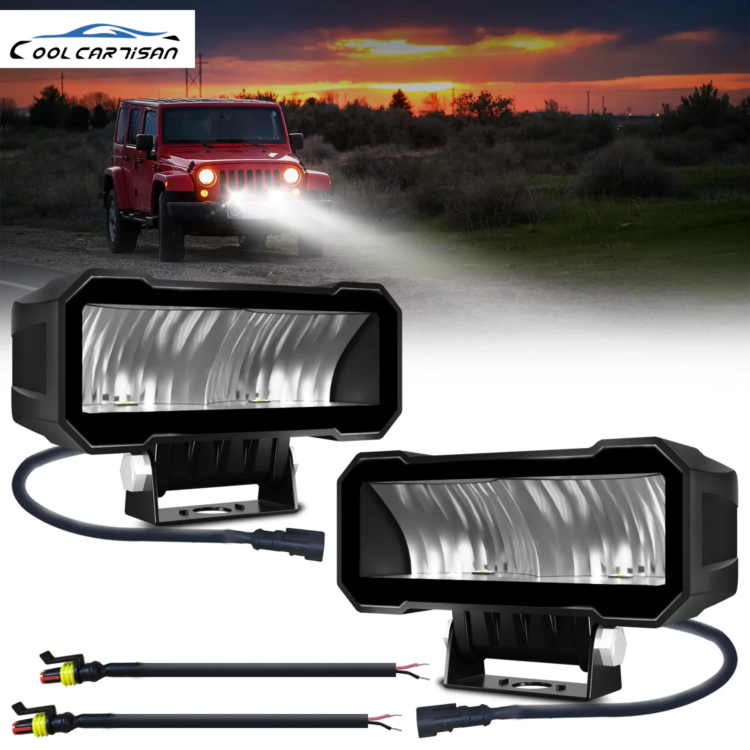 5inch-Lightbar-High-Beam-Headlights-Car-Square-Led-Flood-Light-Led-Bar ...