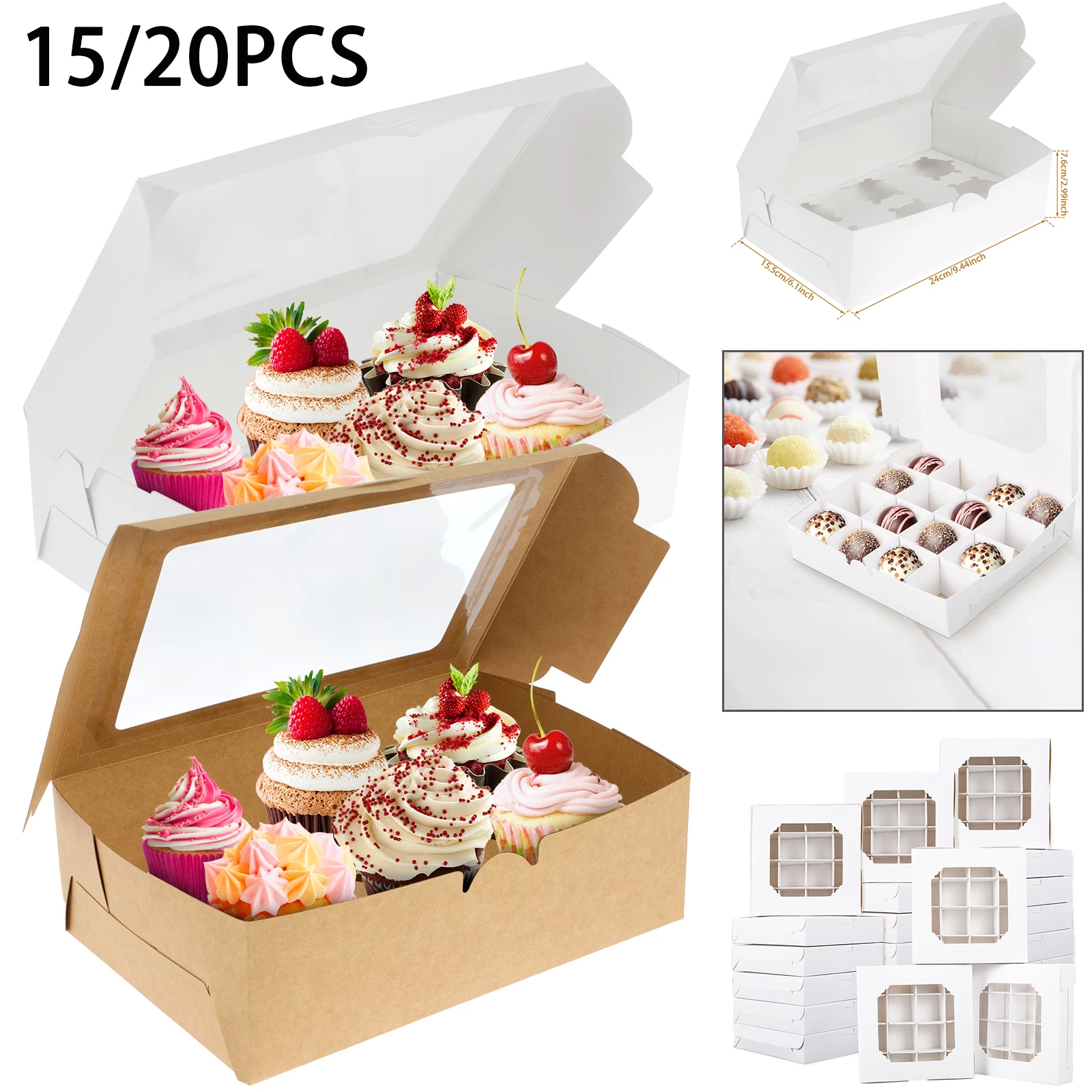 15-20-Pcs-Christmas-Gift-Box-Cupcake-Boxes-Container-Chocolate-Cake ...