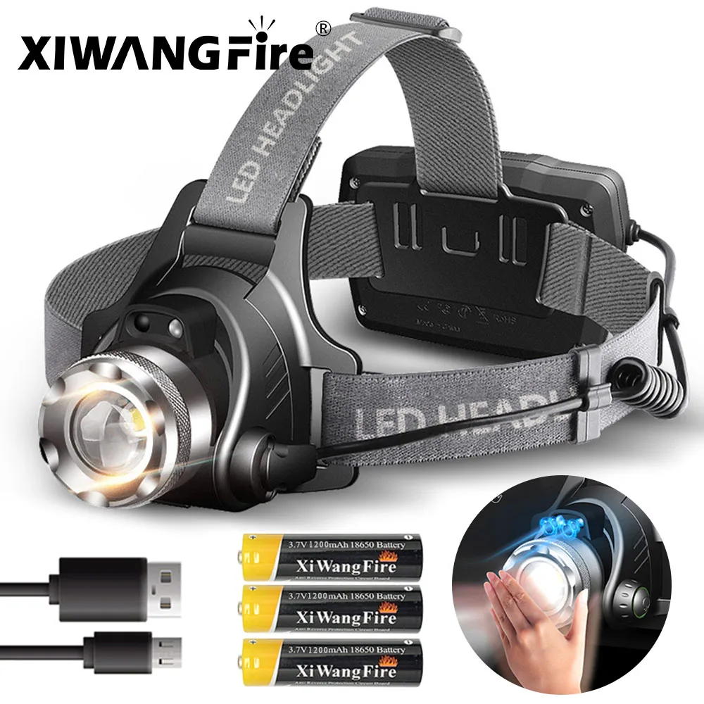 Super-Bright-Infrared-Sensor-LED-Headlamp-with-USB-Rechargeable-T6-Head ...