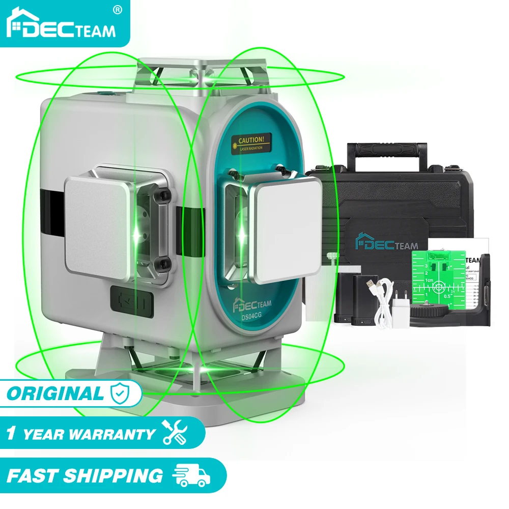 Decteam 4d 16 Lines Green Laser Level Self-leveling Horizontal Vertical ...