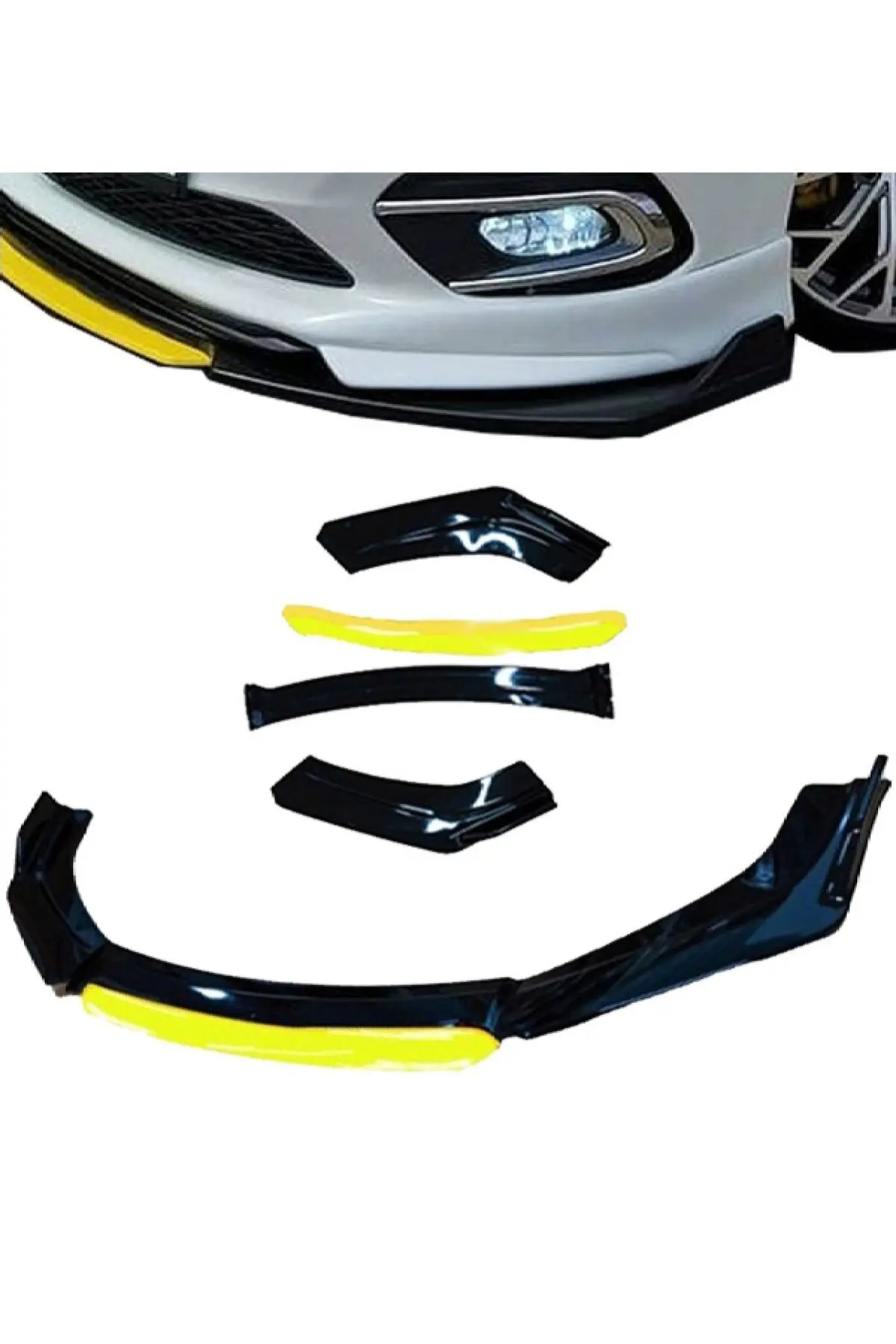 Peugeot 206 After 2009 2013 4 Piece Yellow Front Additional Piano Black ...