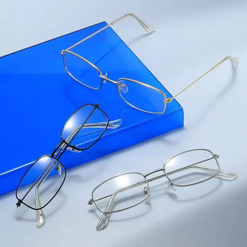 New Y2K Small Square Frame Glasses Women Retro Metal Eyeglasses Clear ...