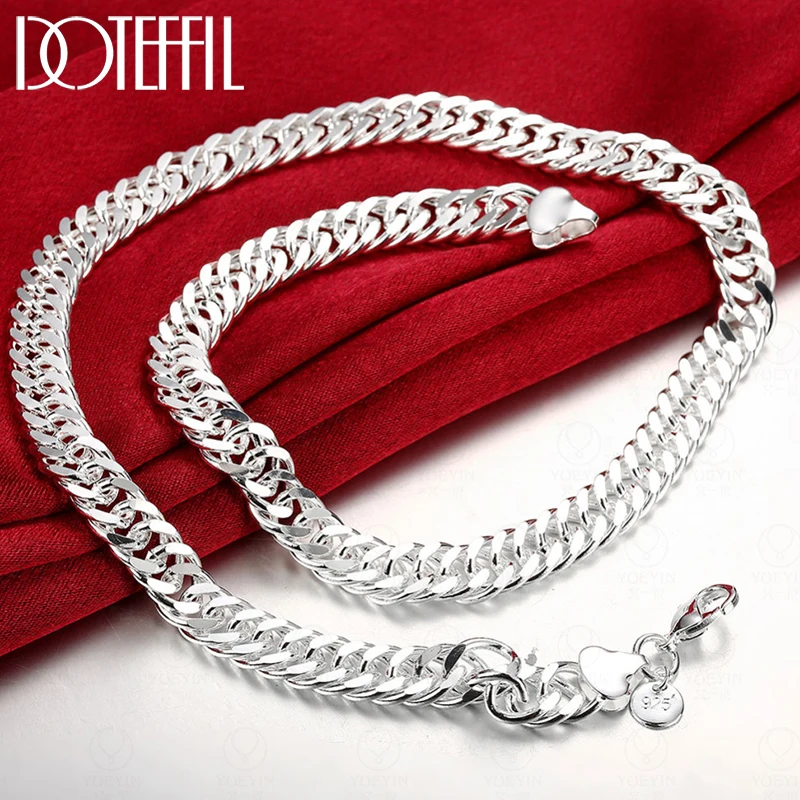 DOTEFFIL 925 Sterling Silver 20 Inches 10mm Full Side Chain Necklace ...