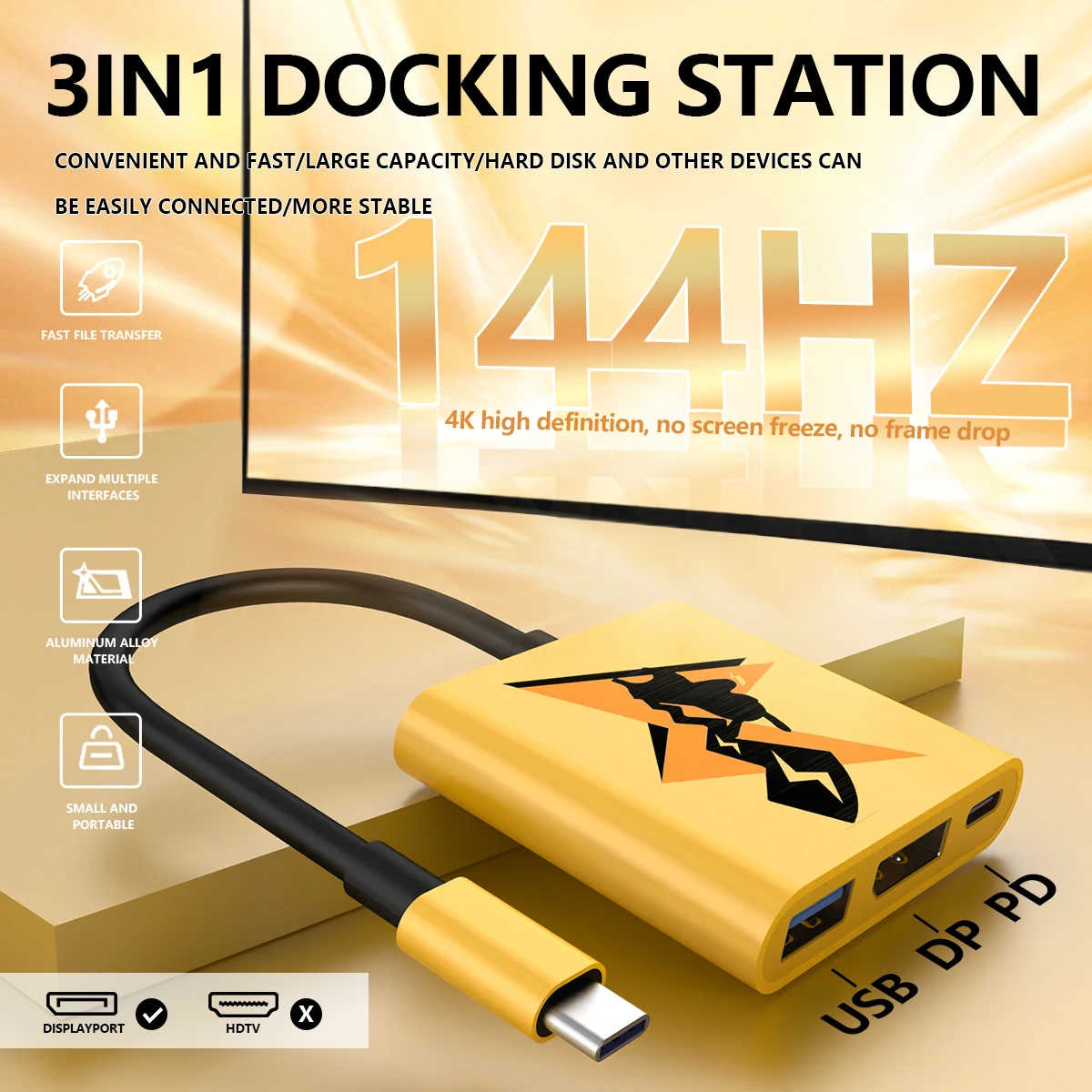 USB-C-to-DisplayPort-Splitter-Adapter-4K-144Hz-Type-C-Displayport-Hub ...