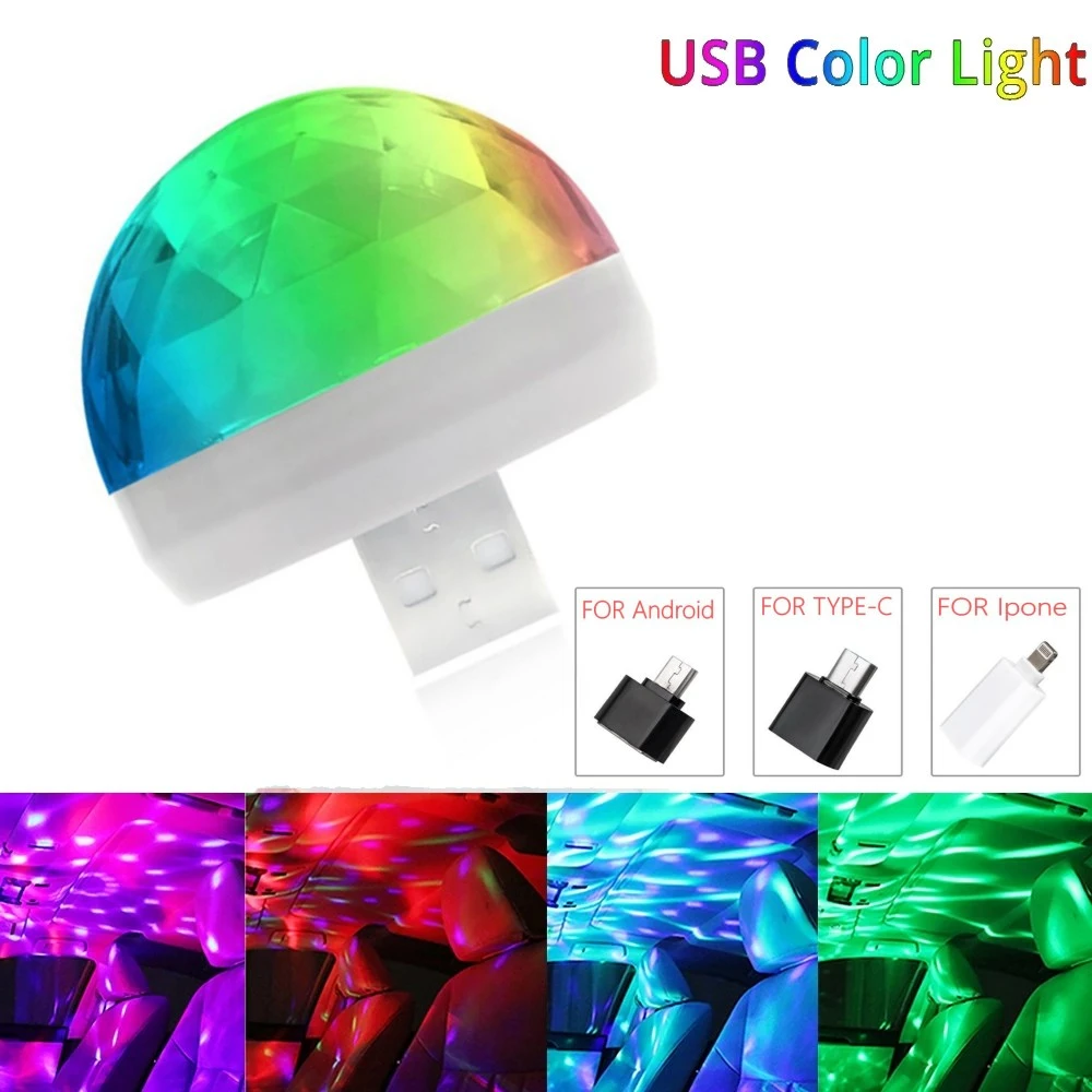 Car Led Usb Atmosphere Light Dj Rgb Mini | Atmosphere Light Dj Sound ...