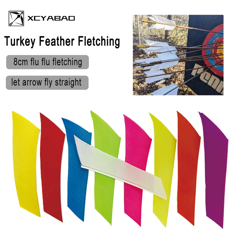 Left Wing Turkey Feathers Arrow Flu Flu Fletching 50Pcs 8CM Rhombus DIY ...