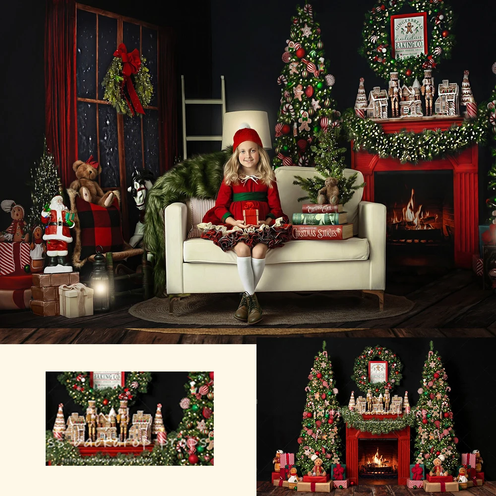 Gingerbread-Xmas-Fireplace-Backdrops-Children-Portrait-Adult-Photocall ...