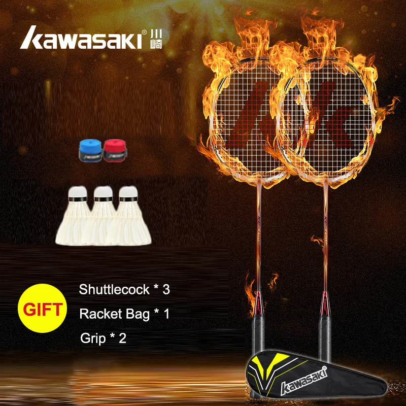 Kawasaki-2PCS-Pair-Badminton-Rackets-Ultra-light-Carbon-Fiber-Durable ...