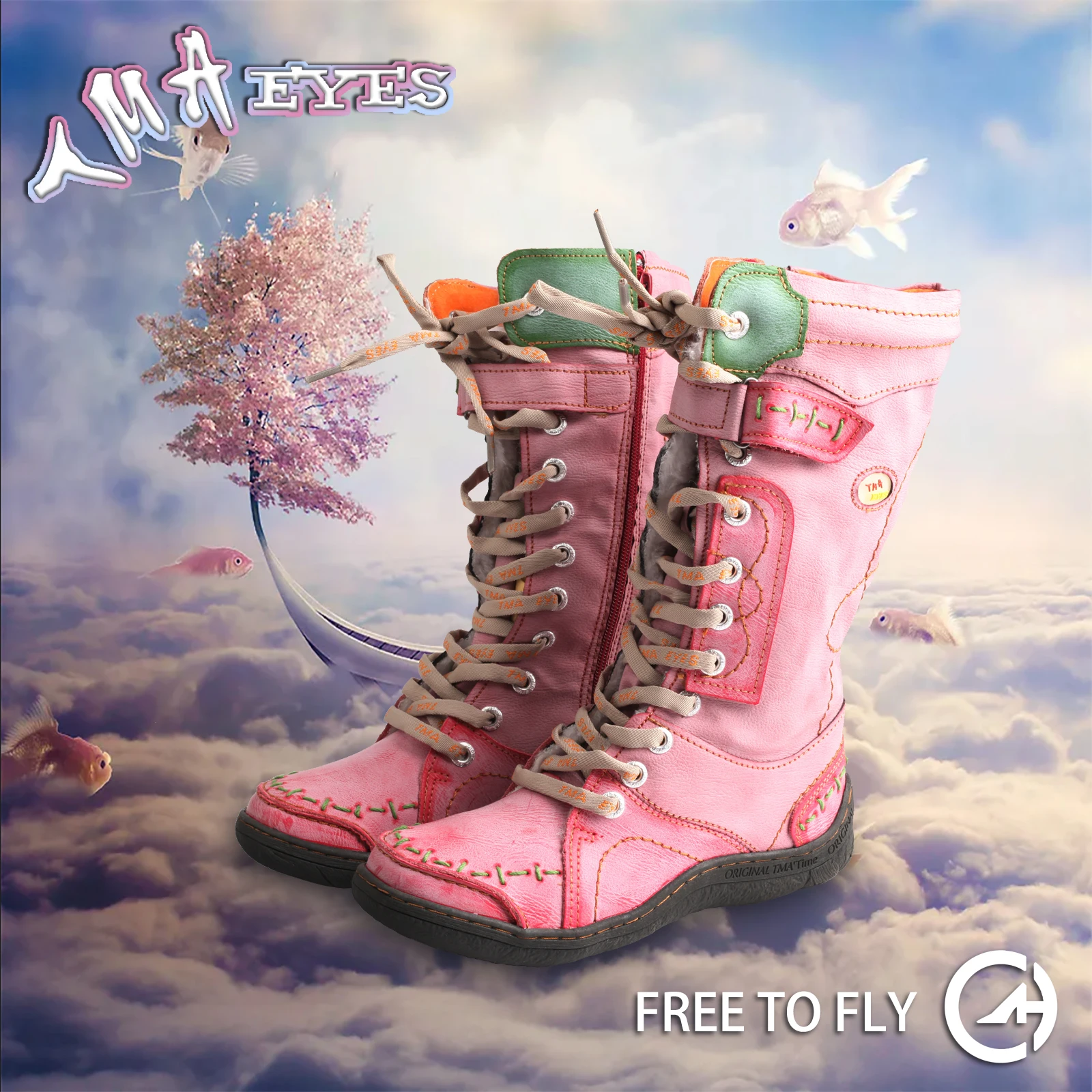 TMA EYES Long Warm Leather Women's Boots In Winter With Solid Color ...