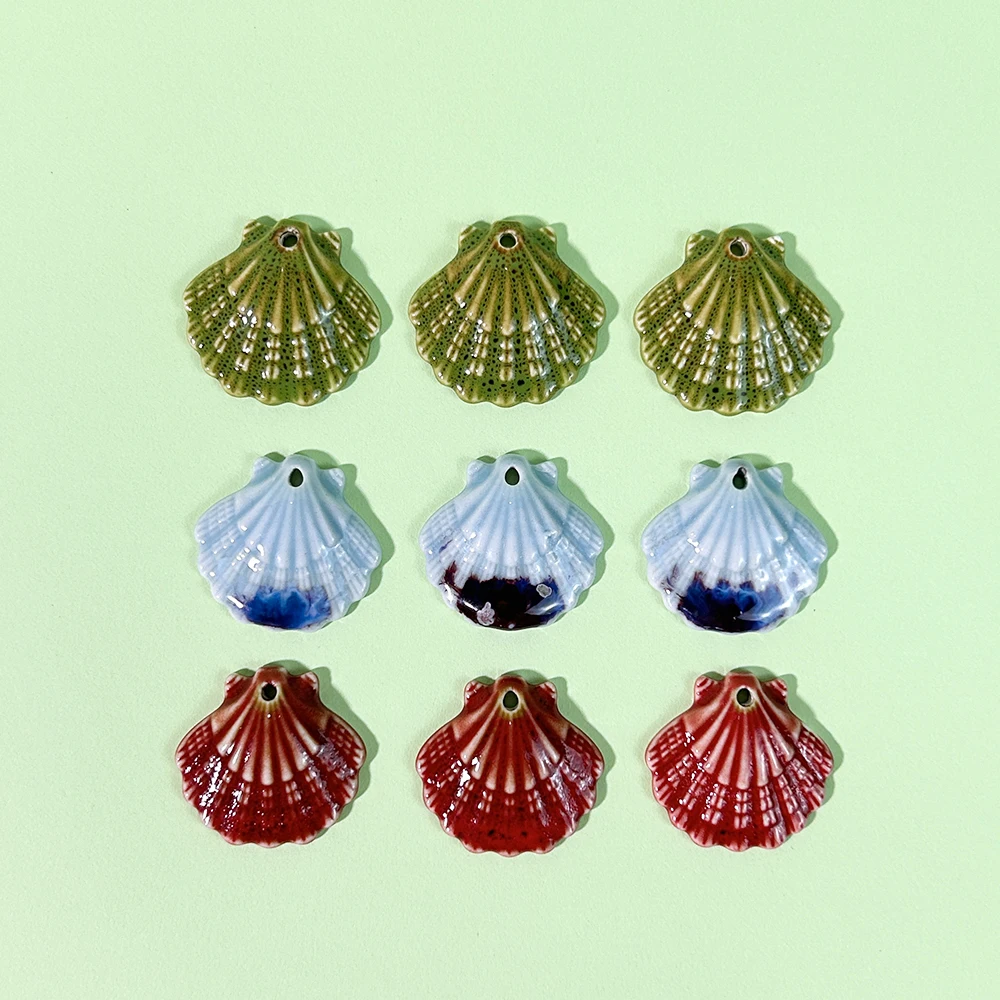 3Pc Ceramic Shell Beads & Pendants DIY Kit - Large Seashell/Scallop ...