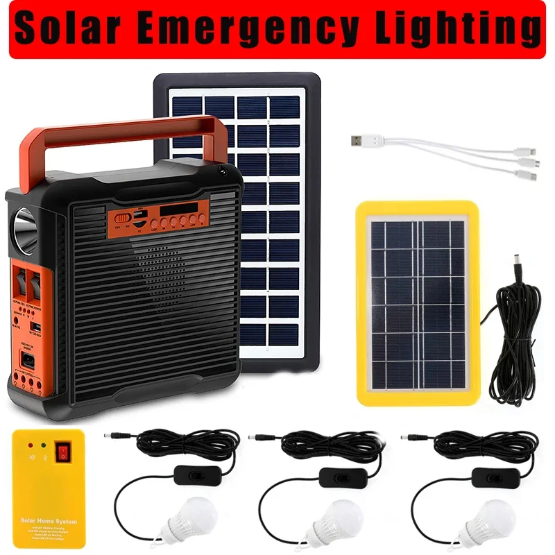 Emergency Lighting 2pcs/3pcs LED Bulbs with Solar Power Panel Generator ...