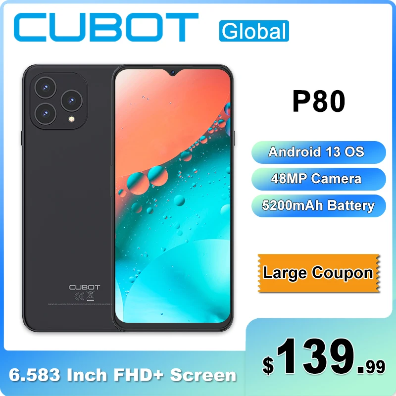 Cubot P80 Smartphone 6.583 'FHD + Tela 8GB RAM + 256GB ROM Android 13 ...