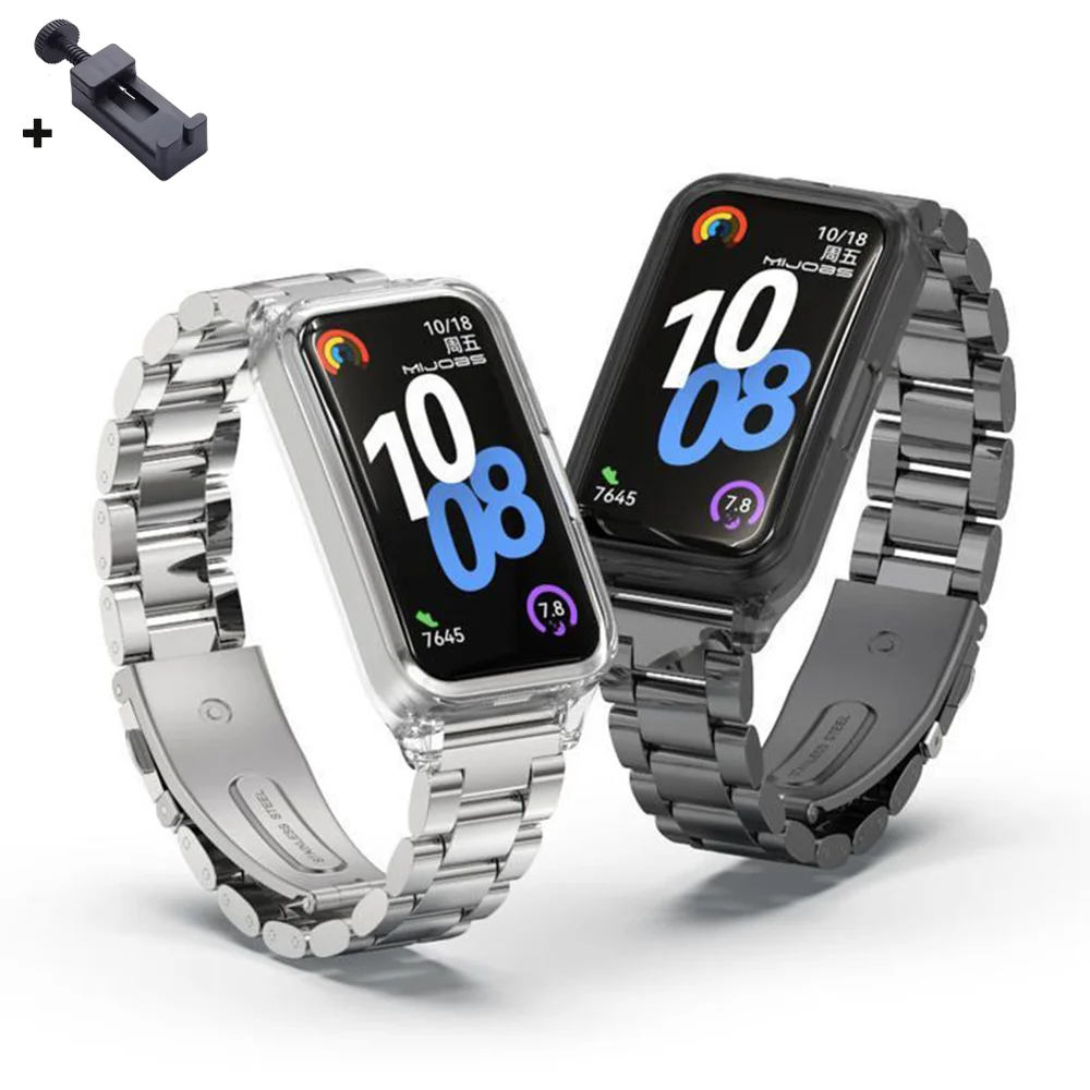 8 styles Stainlss Steel Strap For Huawei Band 10/9/8 NFC Watches For ...