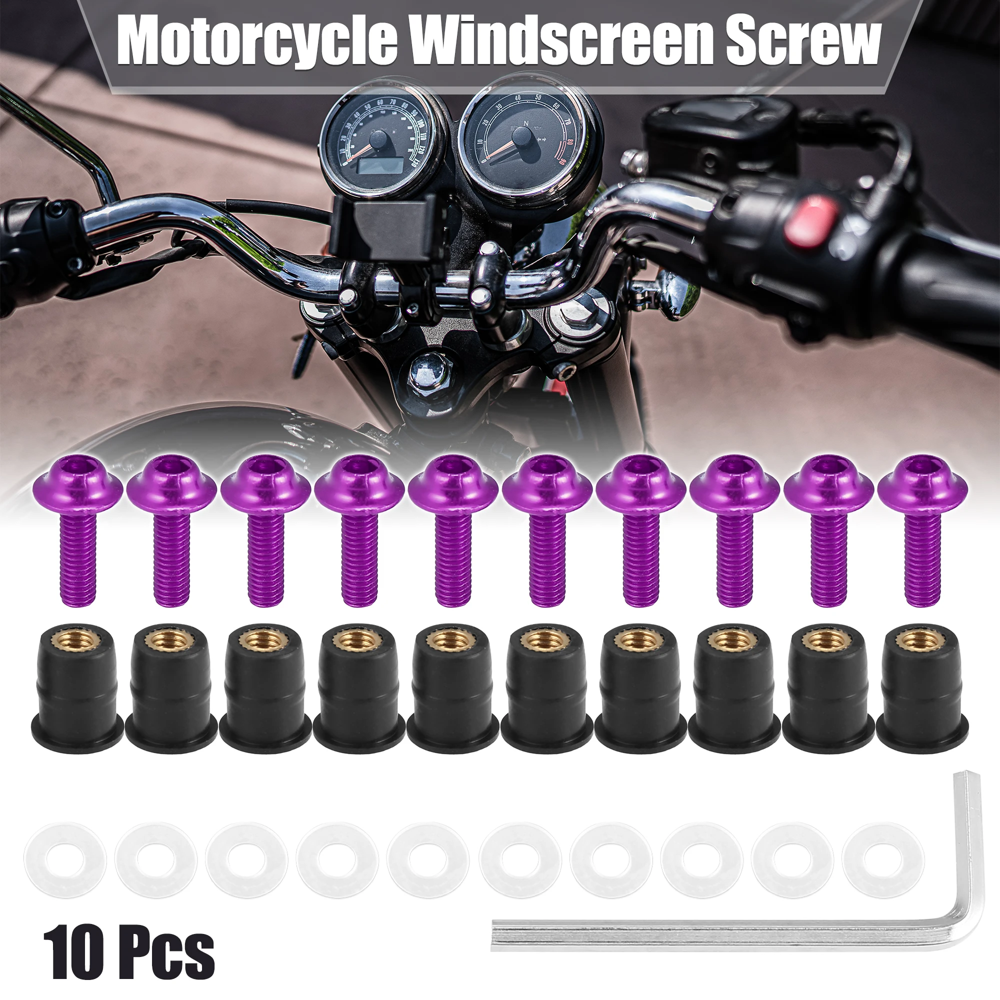 Motoforti 10pcs 20pcs M5 5mm Motorcycle Windscreen Windshield Screws ...