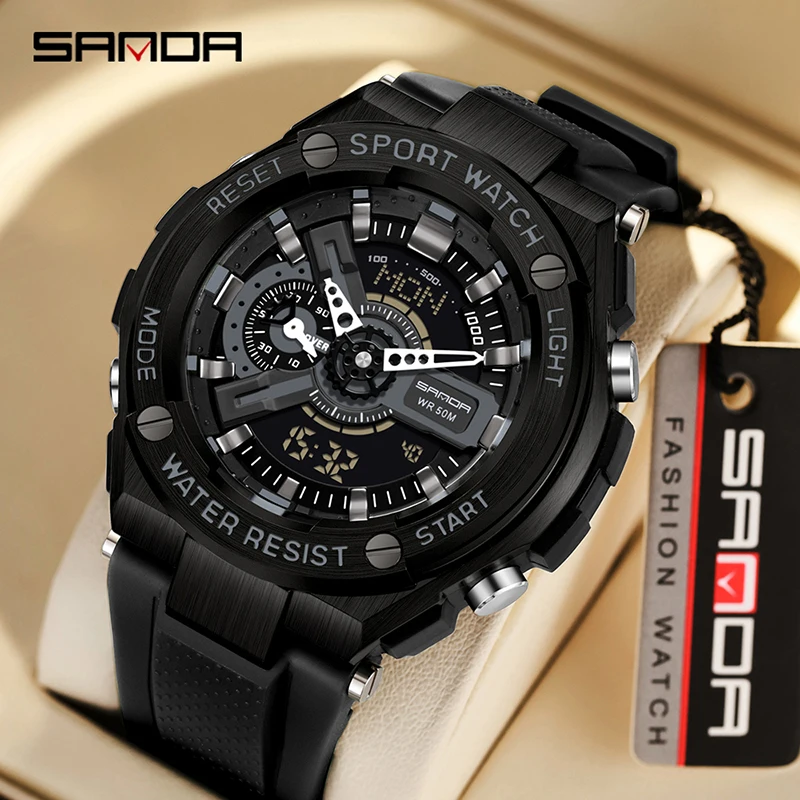 SANDA-reloj-Digital-deportivo-para-hombre-cron-grafo-con-alarma-militar ...