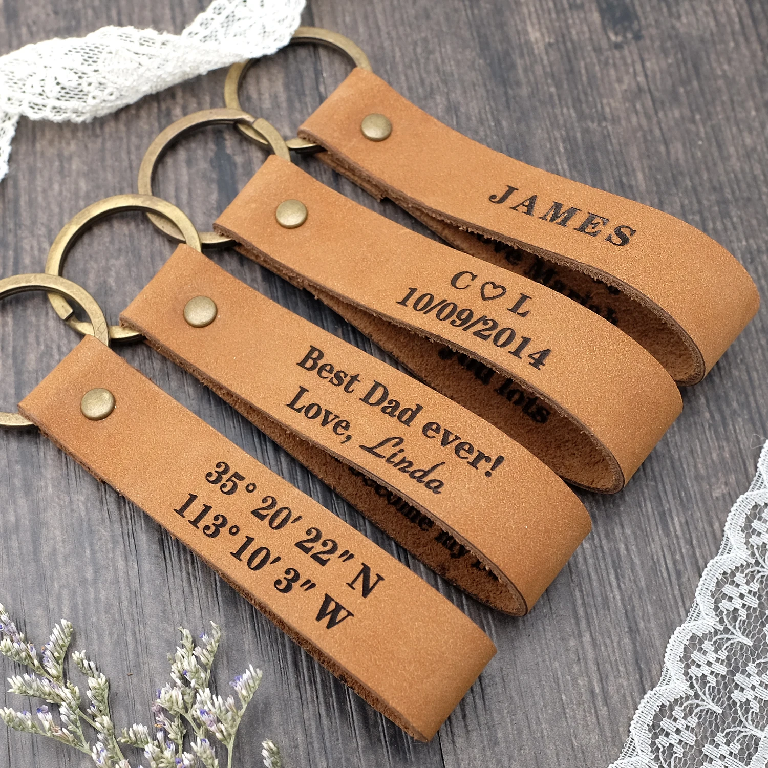 Custom Leather Keychain Personalized Leather Keyring Custom Keychains ...