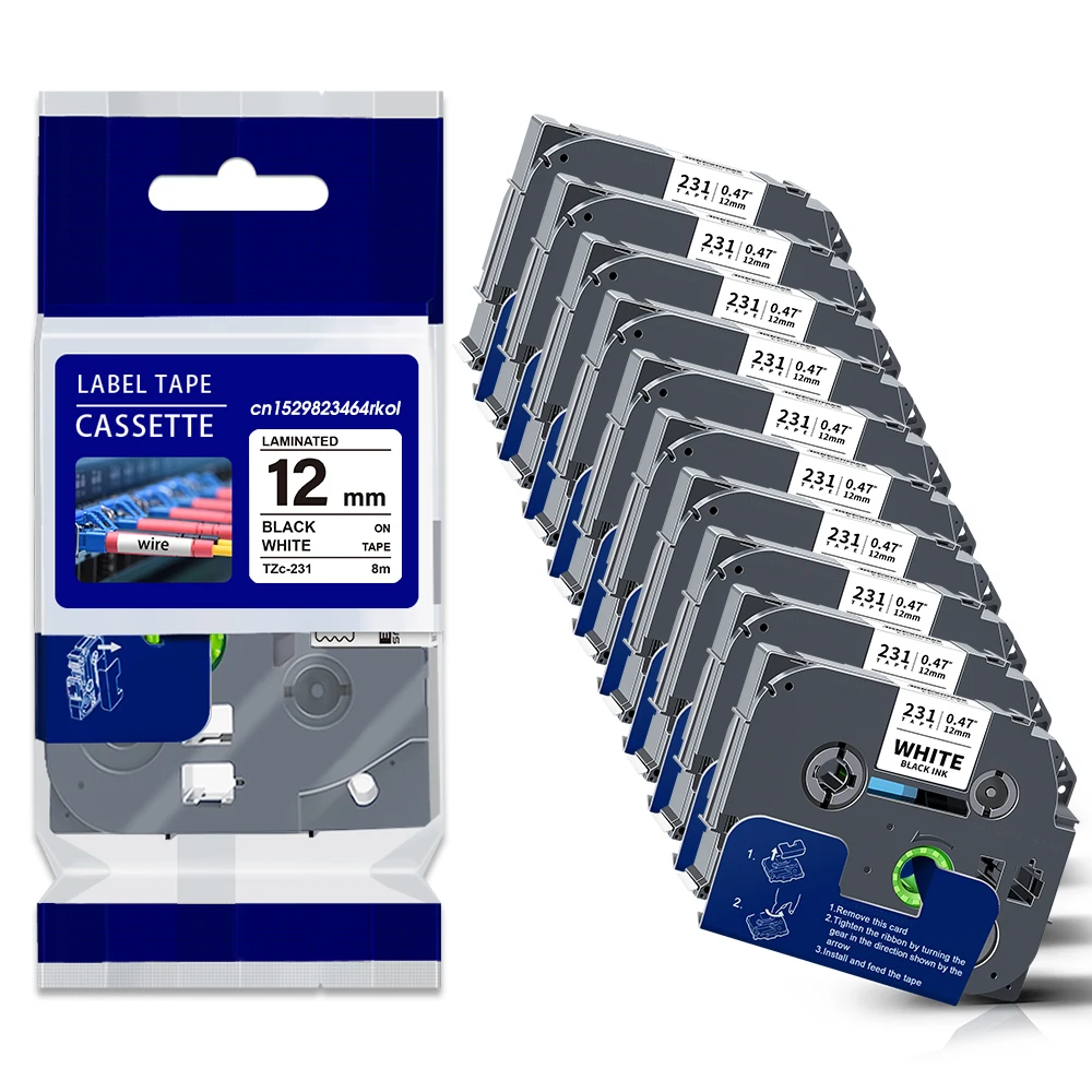 10PK 6/9/12mm Label Tape Compatible Brother TZe Tape tze231 tze131 ...