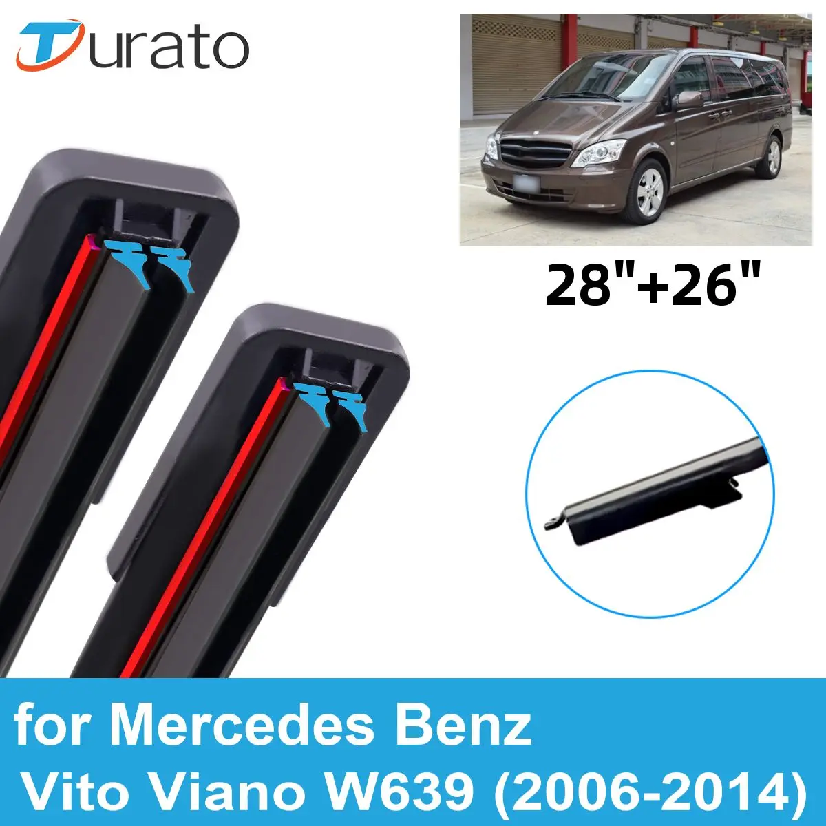 2PCS Car Wiper Blades for 2006-2014 Mercedes Benz Vito Viano W639 Front ...