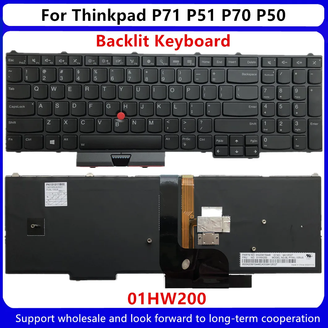 ใหม่ภาษาอังกฤษแป้นพิมพ์ Backlight Backlit สำหรับ Lenovo Thinkpad P71 ...