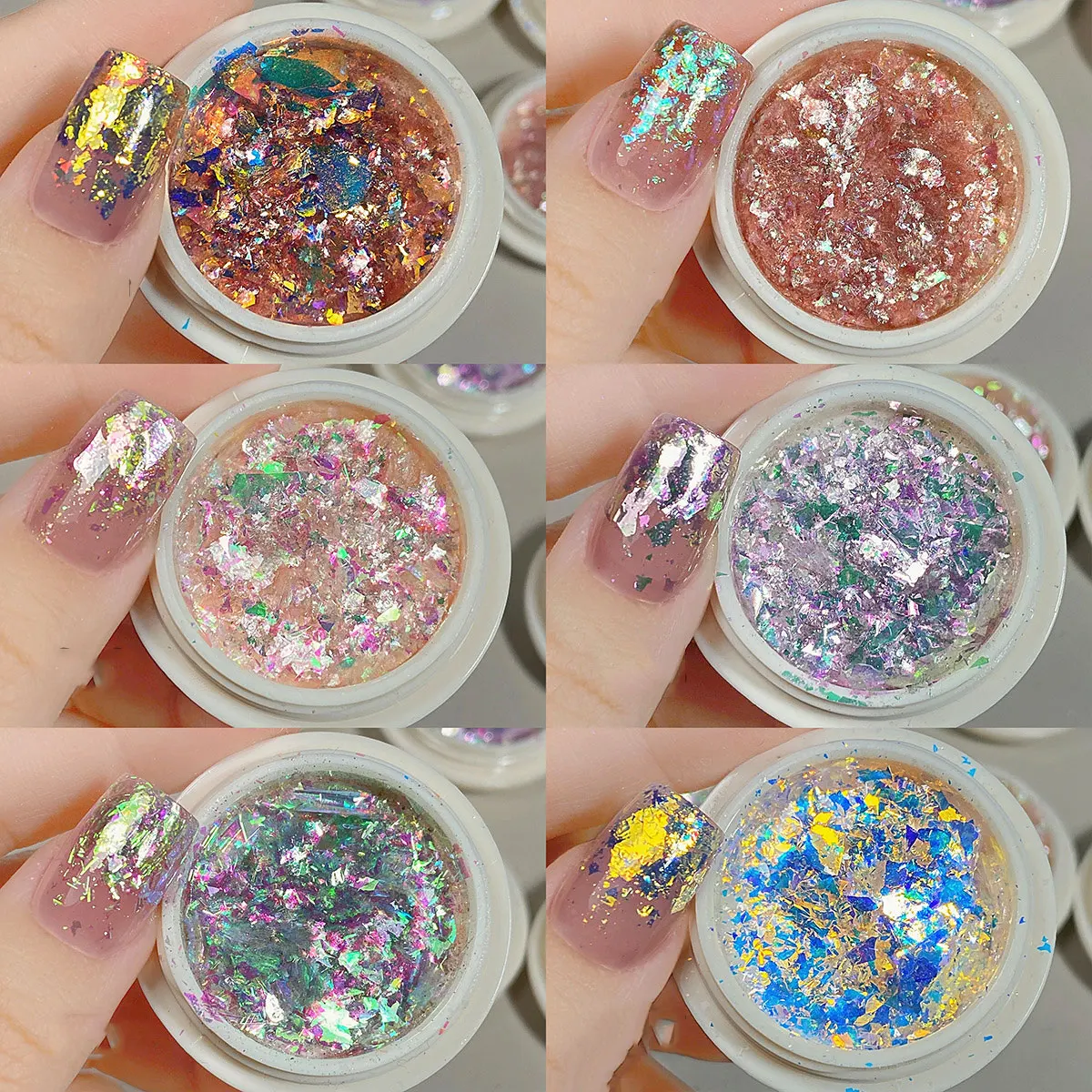 Unic-rnio-Hologr-fico-Glitter-Nails-Flocos-Brilhante-Opal-Chrome-Nail ...