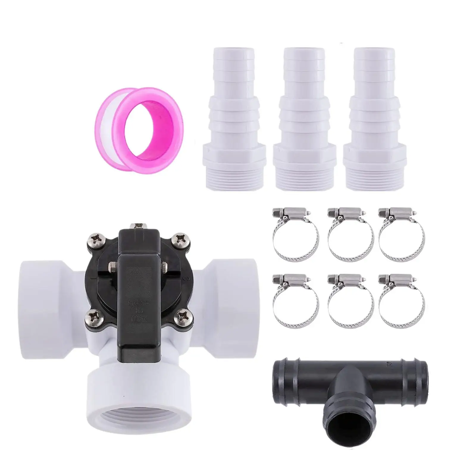 3 Way Pool Diverter Valve Set 1 5 with Hose Clamps Universal Hoses 3 Way Pool Diverter Valve Set 1 5 with Hose Clamps Universal Hoses