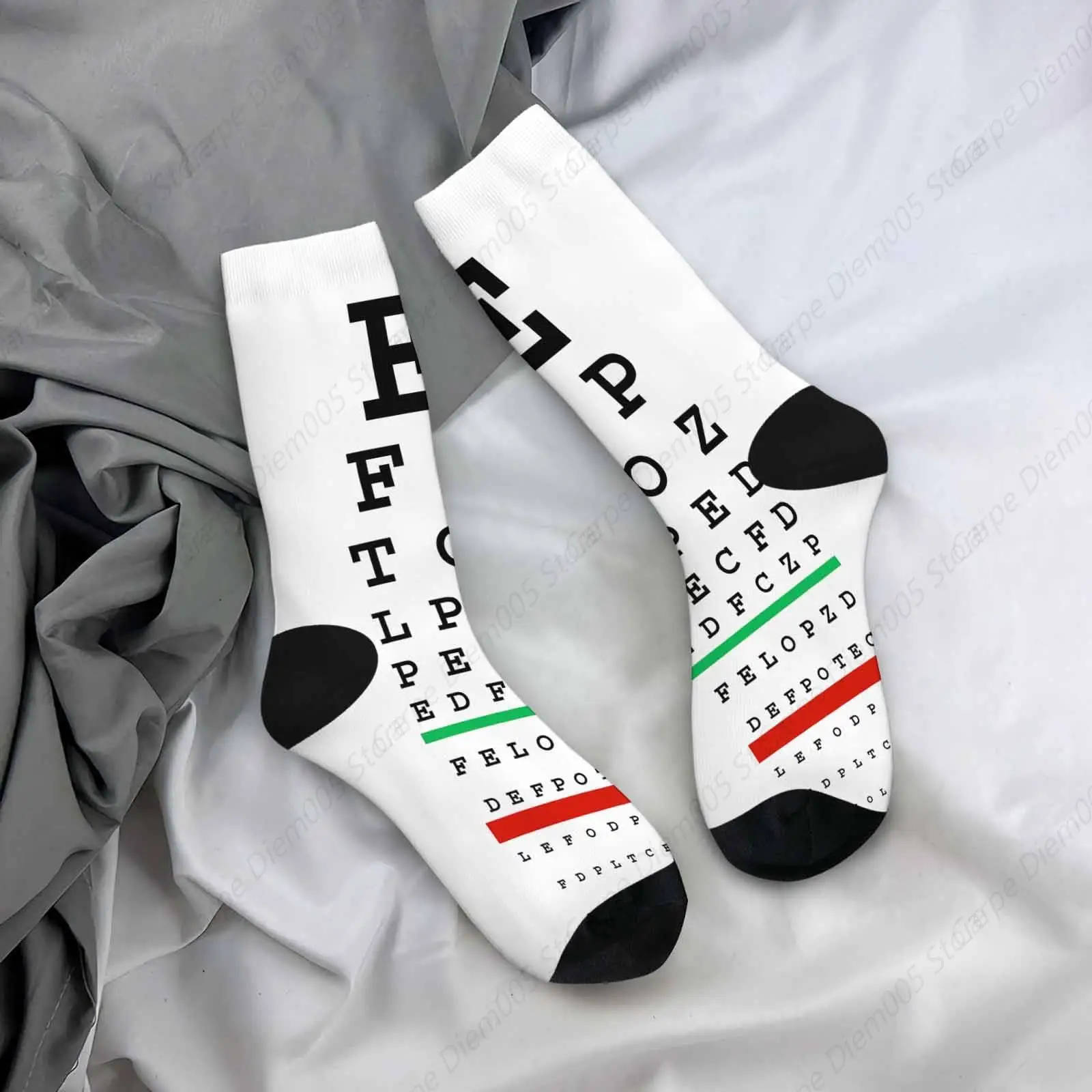 Eye Chart Funny Novelty Crazy Crew Socks Vision Health Test Mens Socks ...