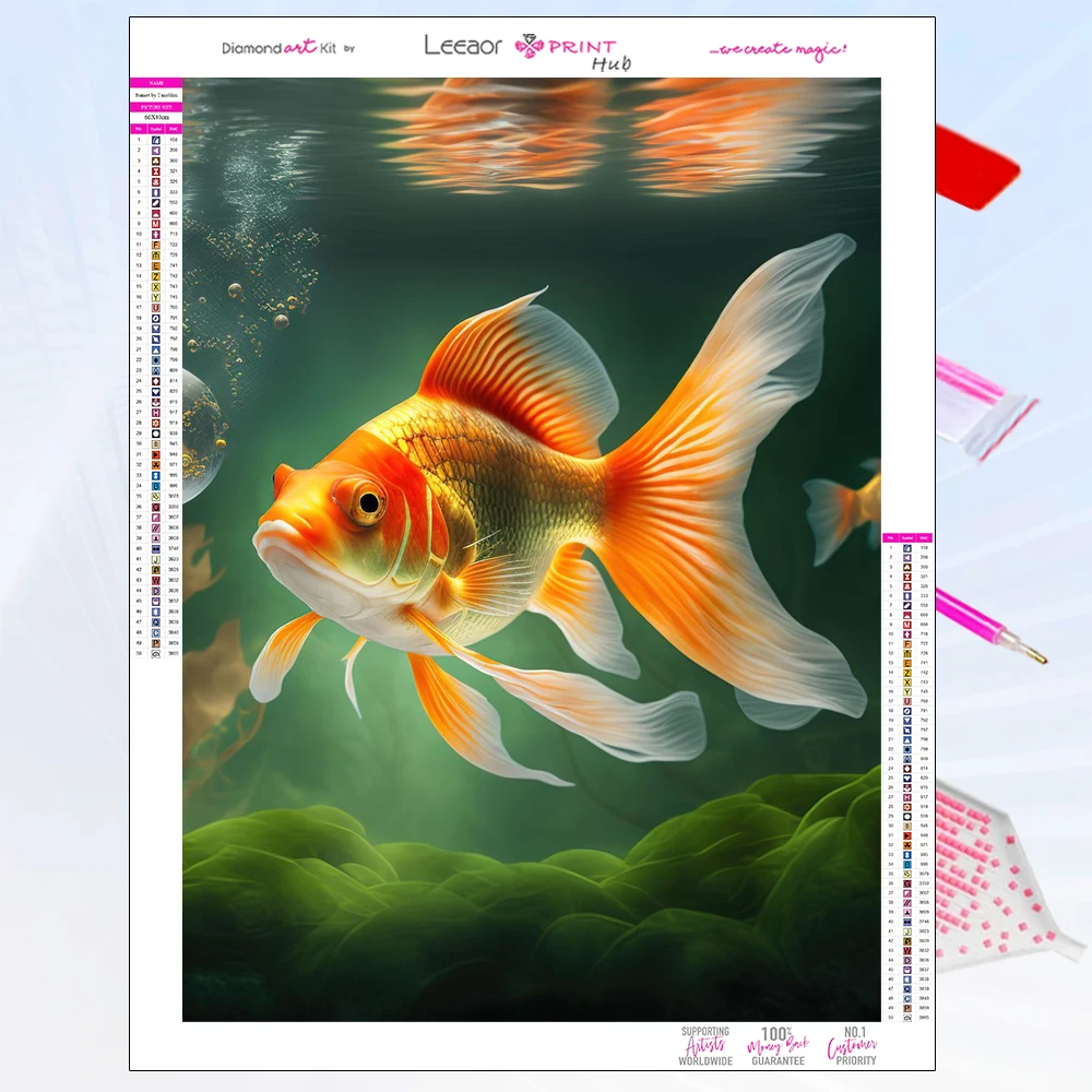 5D Diy Cartoon Diamond Painting Goldfish Swimming In Water Full ...