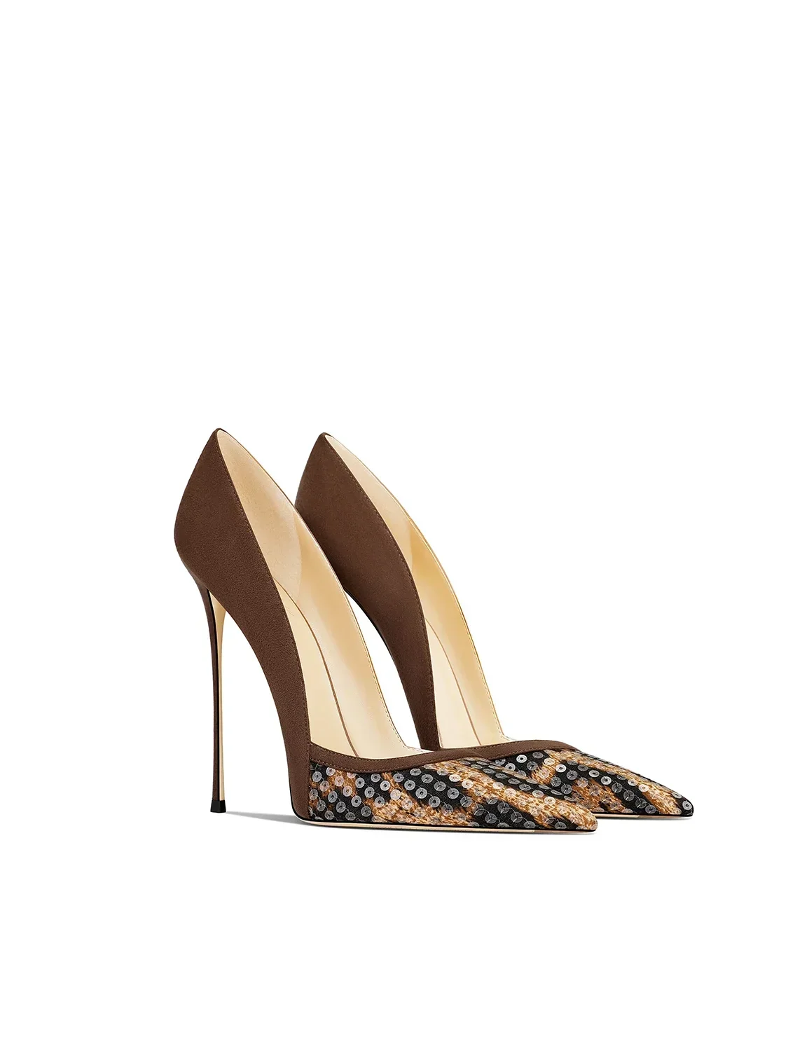 2026 Spring and Autumn Women's High Heels Brown Pointed Fine Heels ...