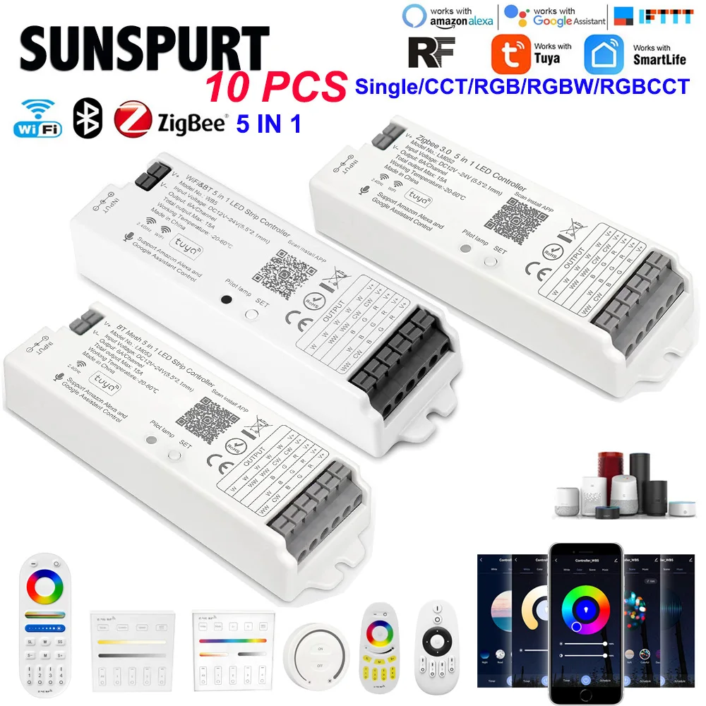 Controlador-LED-com-Wi-Fi-5in-1-Zigbee-BT-Mesh-RGB-Light-Dimmer-CCT ...