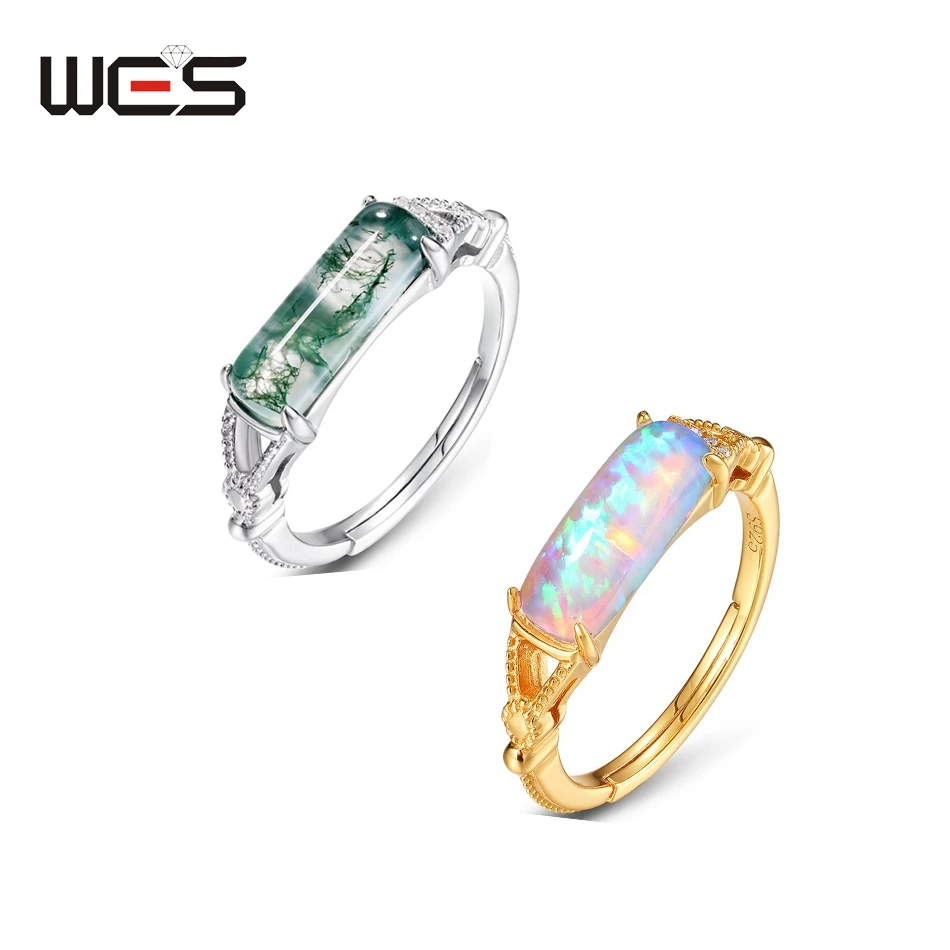 WES-925-Sterling-Silver-Vintage-Open-Rings-for-Woman-Natural-Unique ...