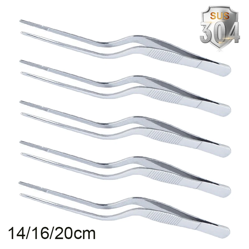 3 Sizes Kitchen Stainless Steel Tweezer Barbecue Food Tweezers Clip ...