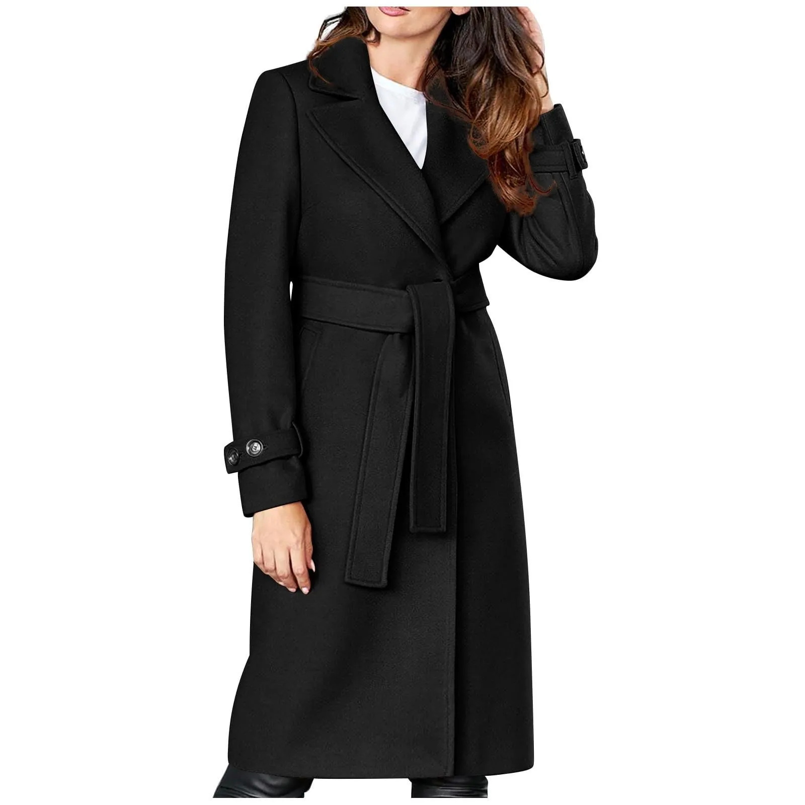 Abrigo-largo-de-lana-con-cintur-n-para-mujer-ropa-de-abrigo-elegante-de ...