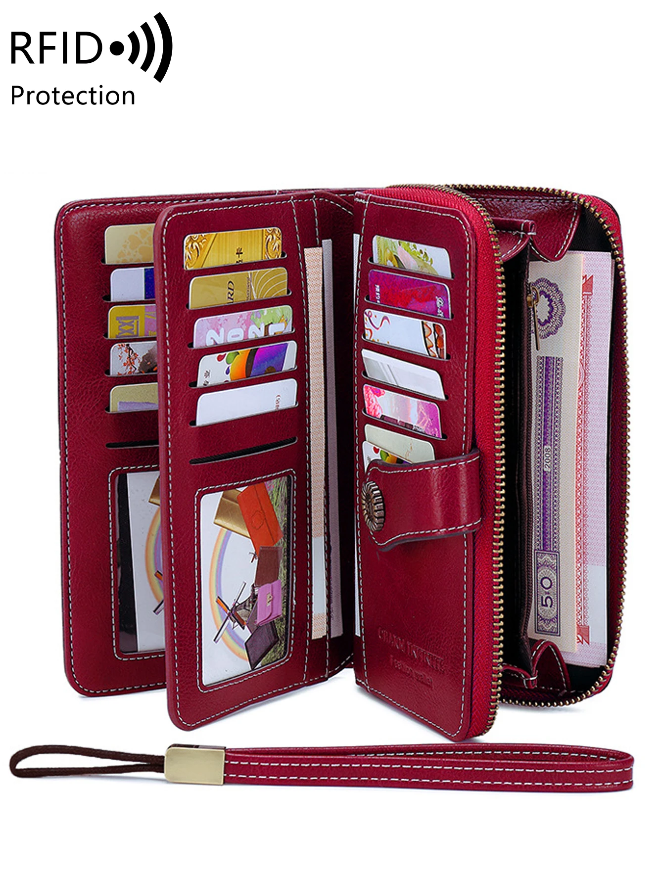 RFID-Portefeuille-long-r-tro-trois-volets-pour-femme-grande-capacit ...