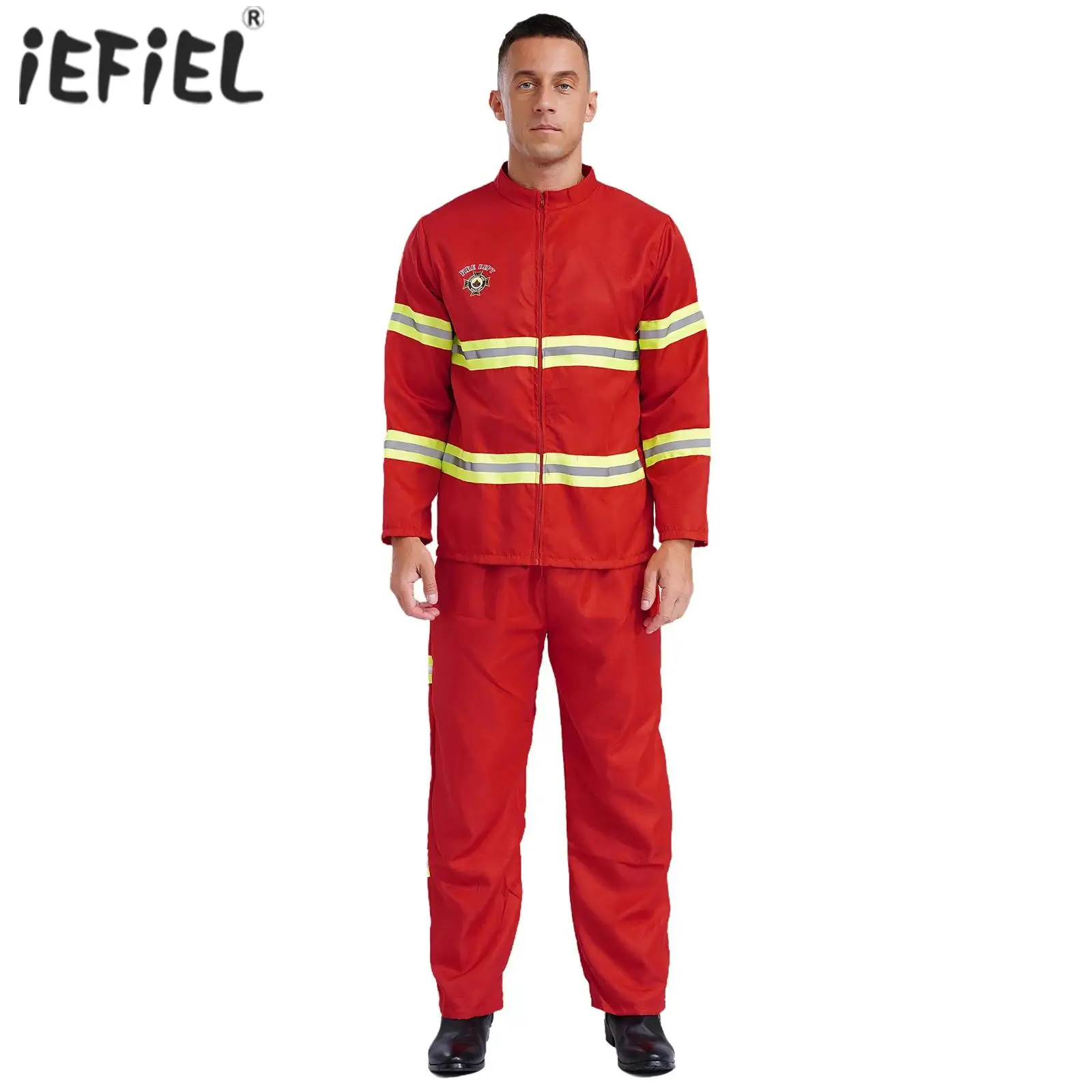 Adults Mens Firefighter Cosplay Costume Halloween Set Roleplay Fire ...