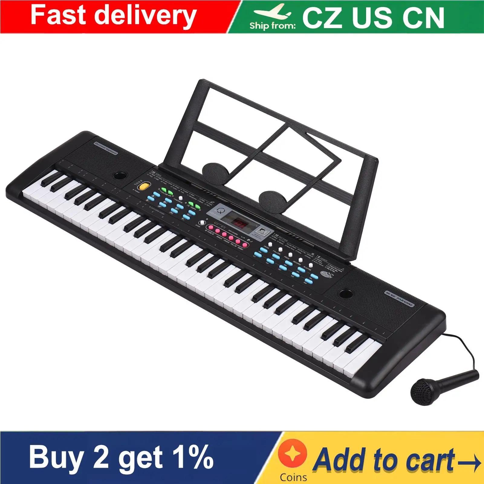 61-Keys-USB-Electric-Piano-Kids-with-Microphone-Digital-LED-Display ...