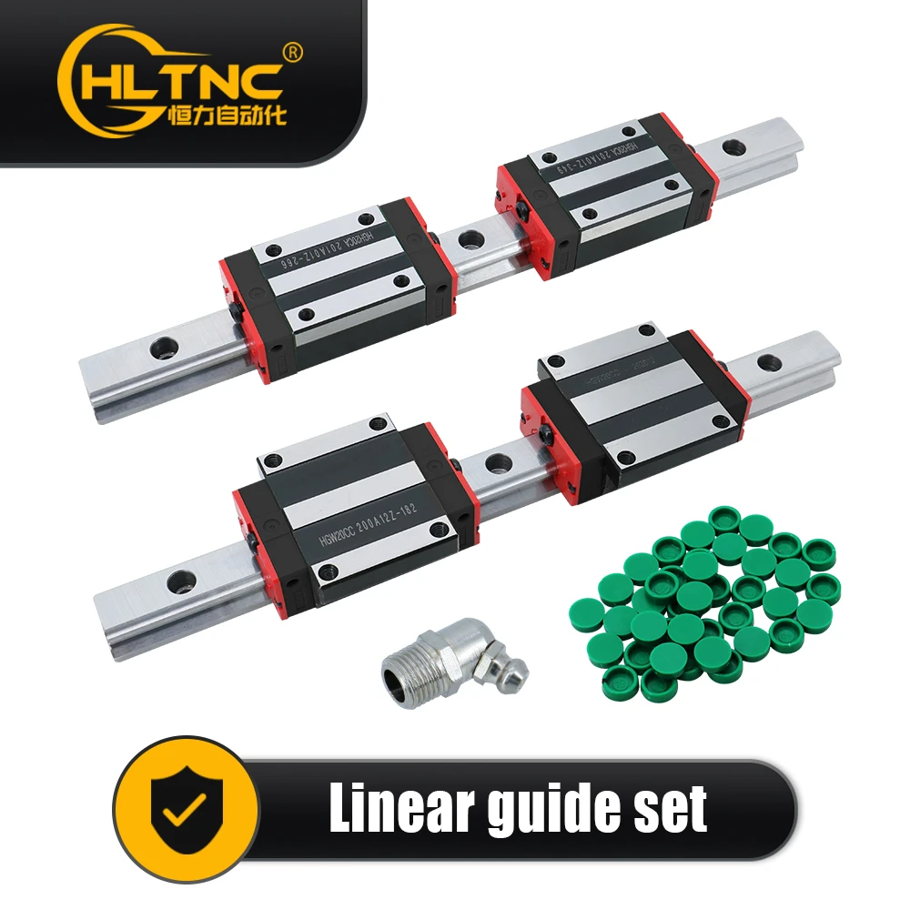2pc HGR15 HGR20 Square Linear Guide Rail 200mm 1500mm + 4pc HGH15CA HGW15CC HGH20CA HGW20CC For ...