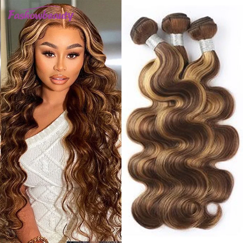 Highlight Body Wave Bundles Human Hair P4/27 Tissage 100% human hair ...
