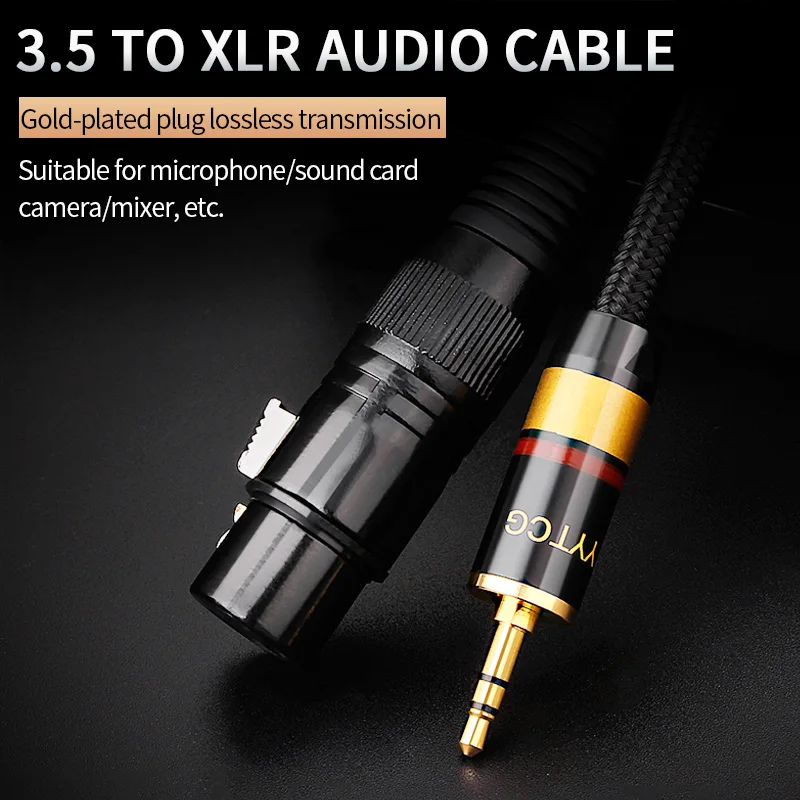 XLR to 3.5mm Microphone Audio HiFi Cable For iPhone Mixer Amplifier ...