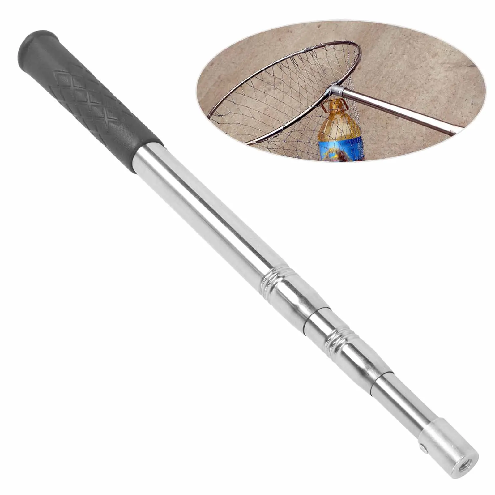 3-Sections-Telescopic-Fishing-Net-Pole-Handle-Stainless-Thicken-Fishing ...
