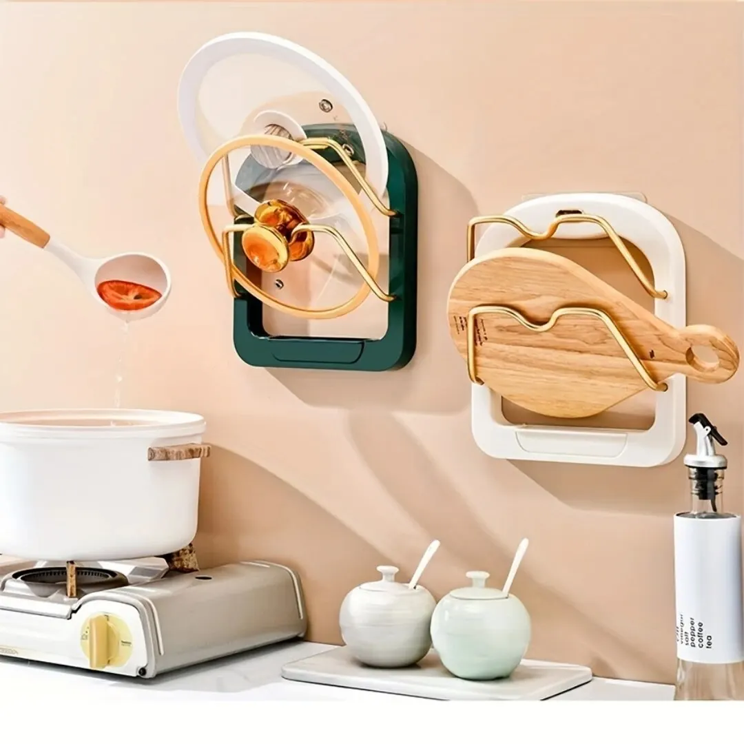 Montado-na-parede-Pot-Cover-Rack-Artefato-De-Armazenamento-De-Cozinha ...