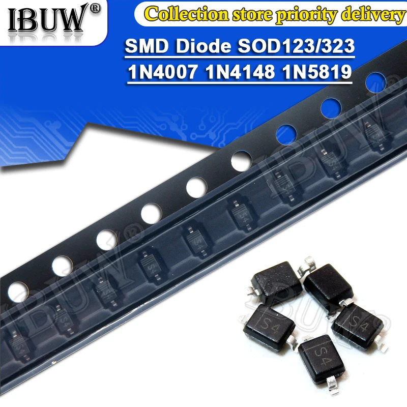 100pcs-SMD-diode-0805-SOD-123-1N5819-1N4007-1N4148-SOD123-SOD-323-1206 ...