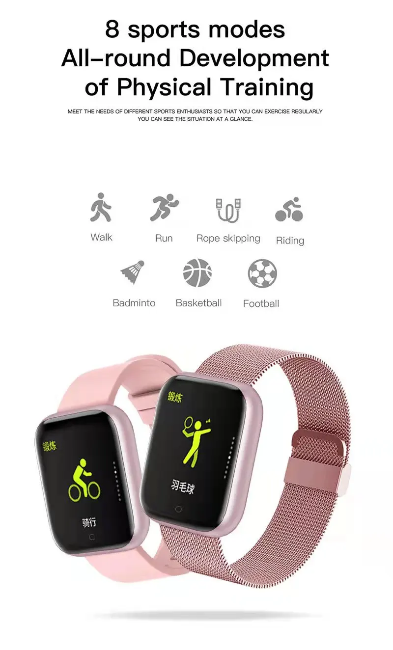Women Smart Watch Android Girls Rose Pink Waterproof Bluetooth ...