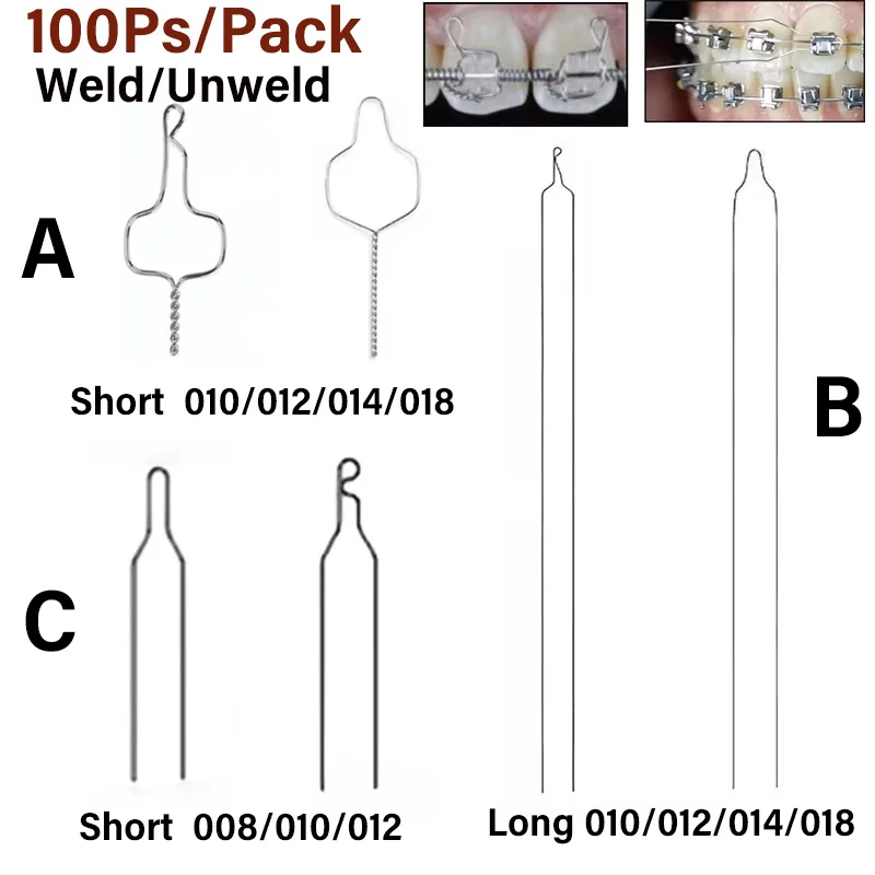 100Pcs Dental Orthodontic Kobayashi Wire Stainless Steel Metal Ligature ...