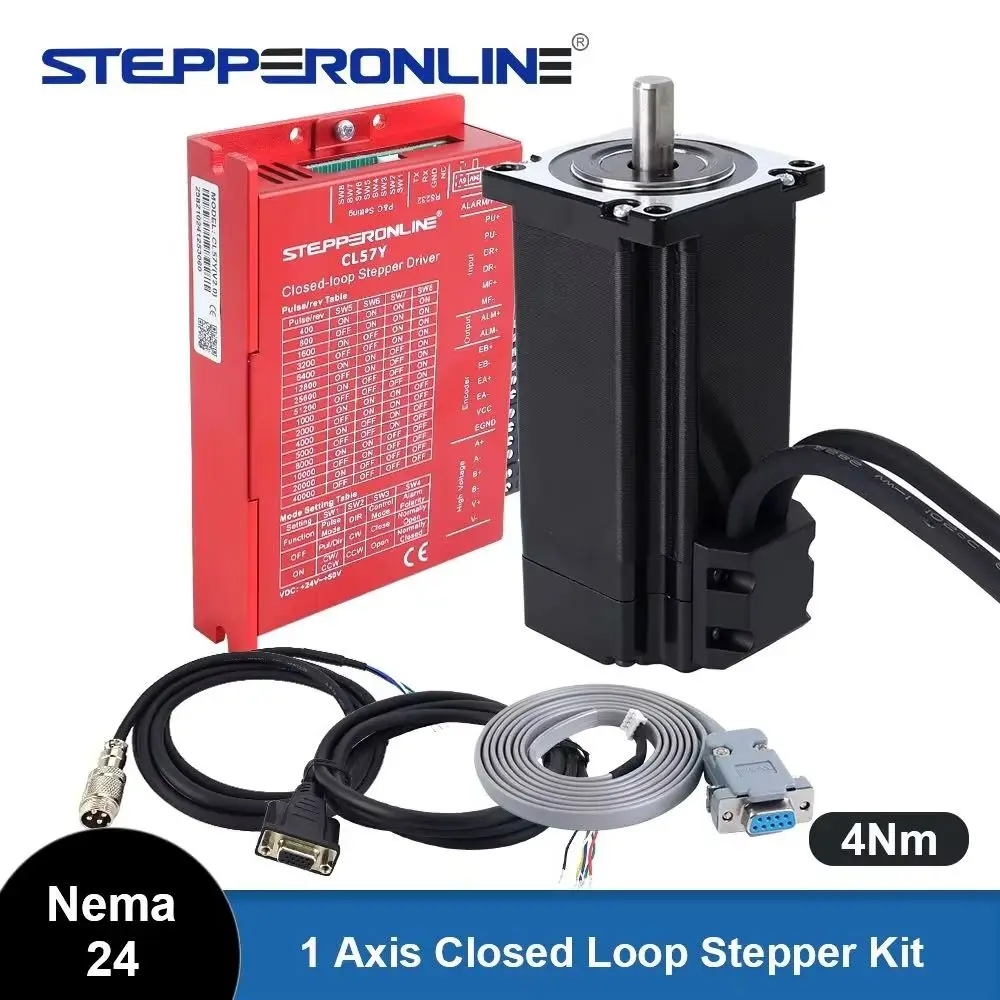 STEPPERONLINE 4Nm Nema 24 클로즈드 루프 스테퍼 모터 5A, Nema24 하이브리드 서보 드라이버 CL57Y ...