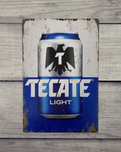 Tecate-Light-Beer-Vintage-Style-Tin-Bar-Sign-Poster-Man-Cave ...