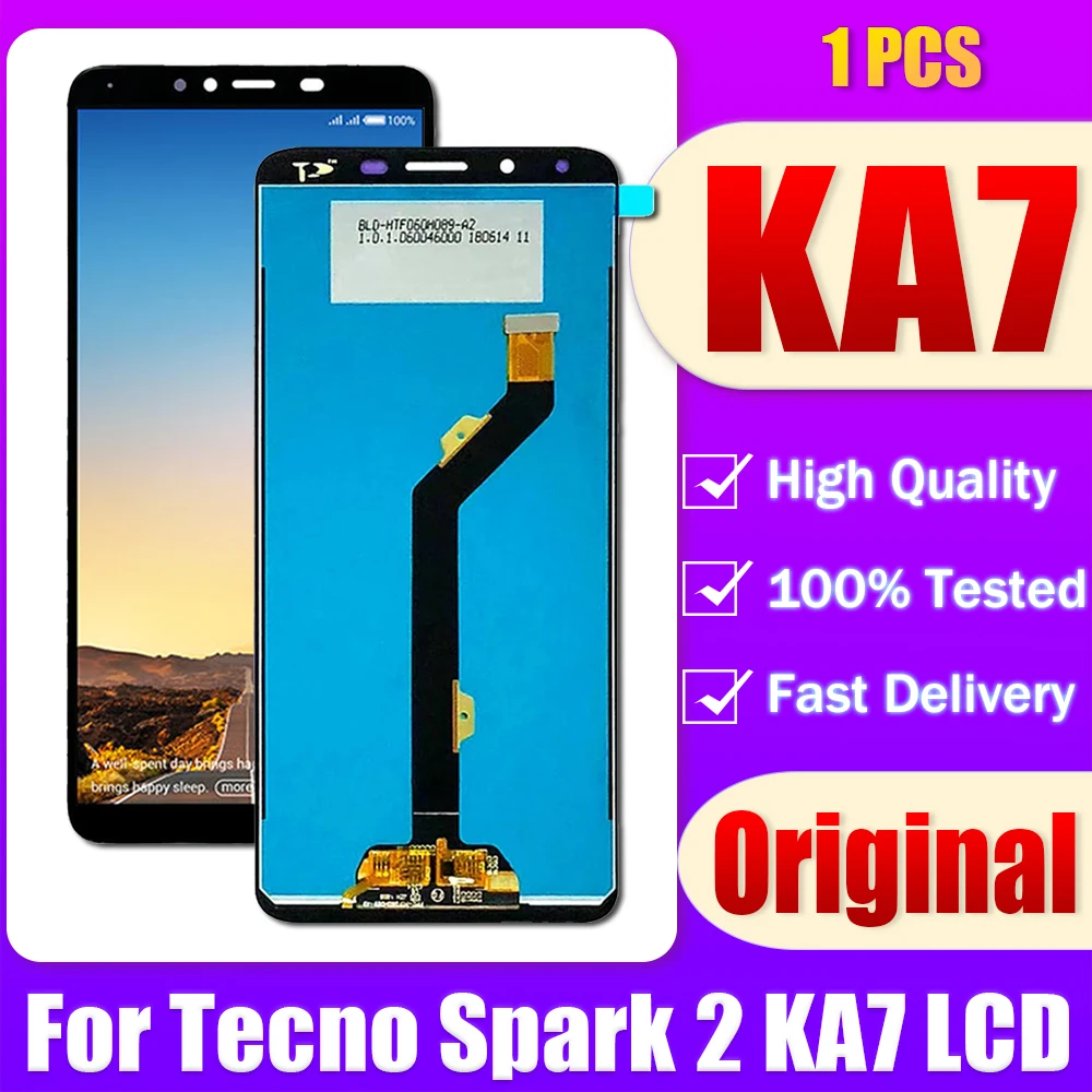 6.0" Origianl For Tecno Spark 2 KA7 LCD Display Touch Screen Digiziter ...